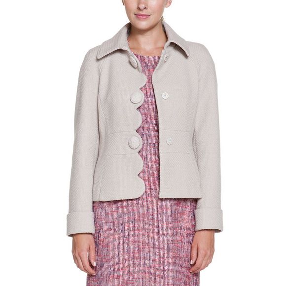Boden | Jackets & Coats | Boden Alice New Cream Scalloped Wool Jacket ...